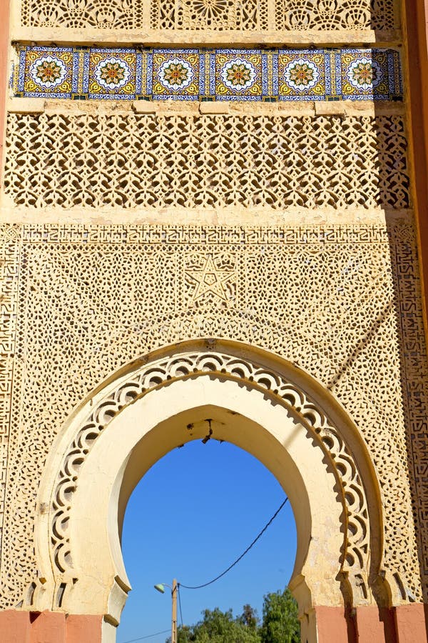 Morocco Arch in Africa Old Construction Blue Stock Image - Image of ...