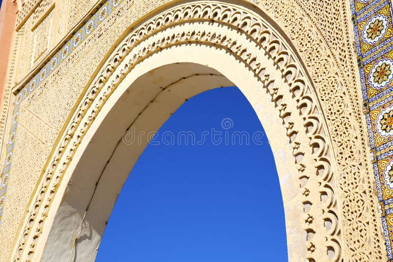 Morocco Arch in Africa Old Construction Blue Stock Image - Image of ...