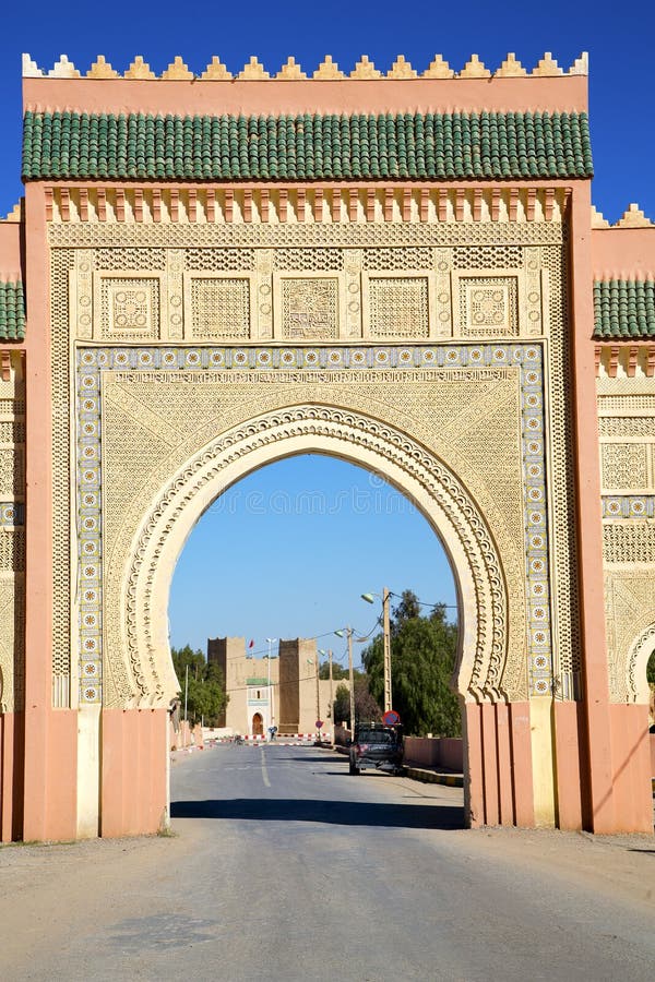 Morocco Arch in Africa Old Construction Blue Stock Image - Image of ...