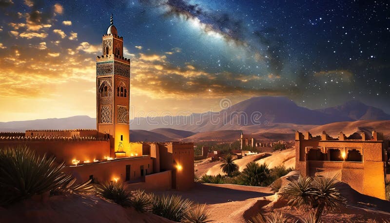 Morocco architecture stock illustration. Illustration of night - 322277754
