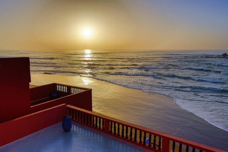 Morocco Atlantic Ocean Beach at Sunset Marrakesh Stock Photo - Image of ...