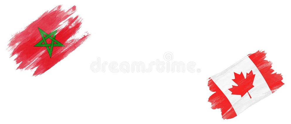 Morocco and Canada Flags on White Stock Illustration - Illustration of ...