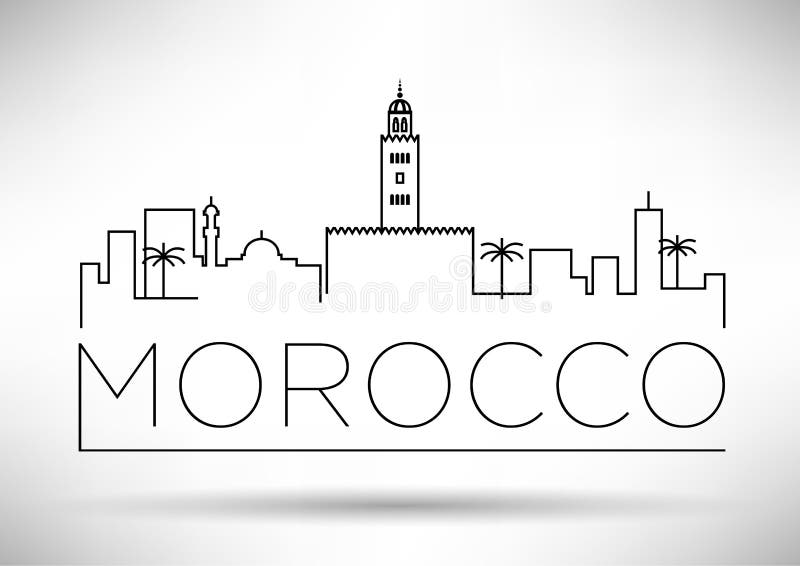Morocco City Line Silhouette Typographic Design Stock Vector ...