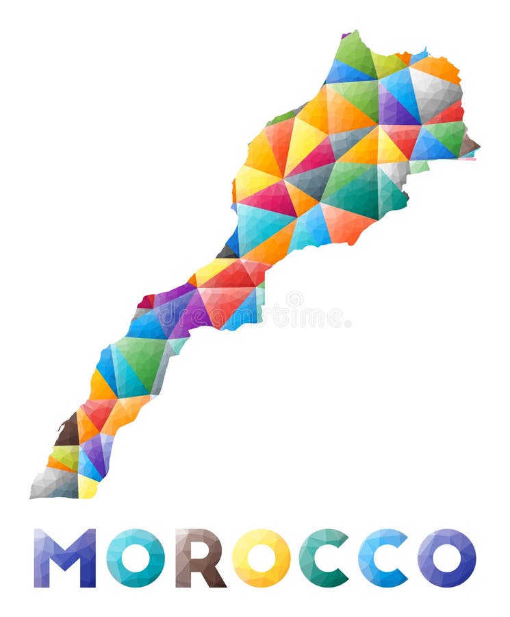 Morocco - Colorful Low Poly Country Shape. Stock Vector - Illustration ...