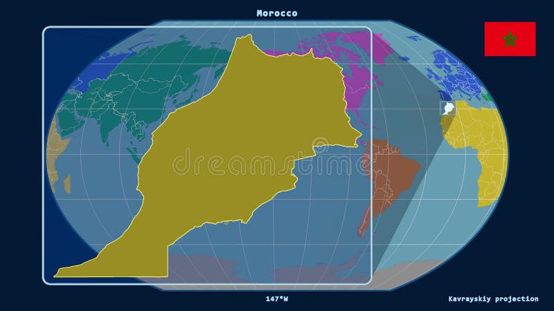 Morocco - Continents. Mollweide, Centered Stock Illustration ...