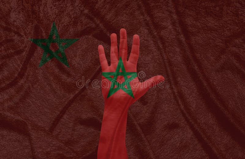 Morocco Country Flag and Hand Stock Illustration - Illustration of ...