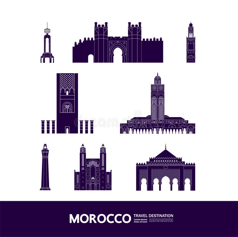 Morocco Blue Travel Destination Vector Illustration Stock Vector ...