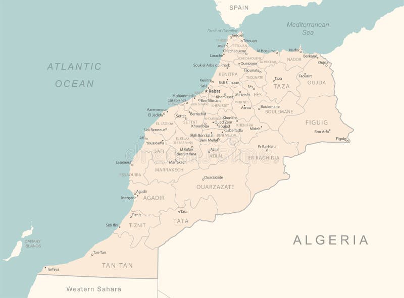 Morocco - Detailed Map with Administrative Divisions Country. Vector ...