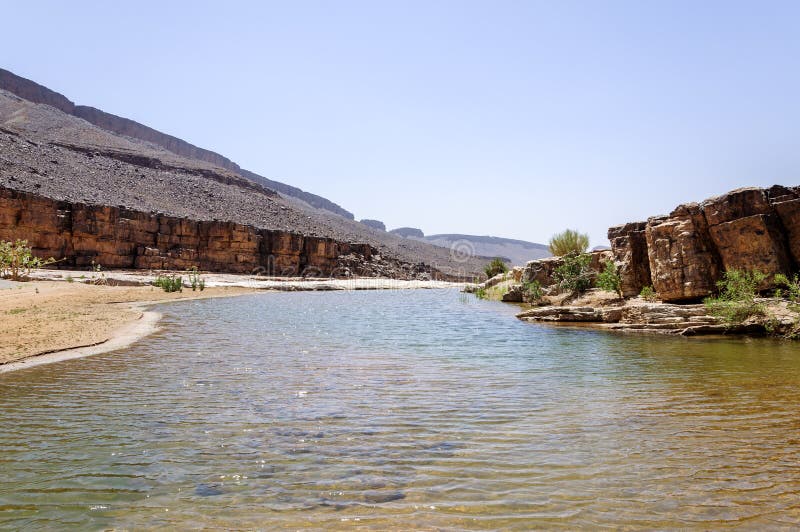 Morocco, Draa Valley, Stone River Stock Image - Image of horizontal ...