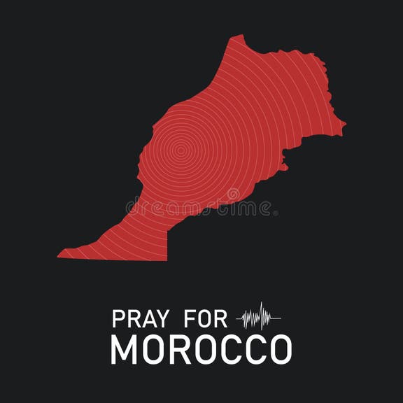 Morocco Earthquake Concept. Red Map, Seismogram and Text Stock ...