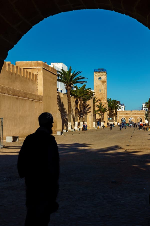 Morocco. Essaouira. the Clock Tower and the Ramparts Editorial Stock ...