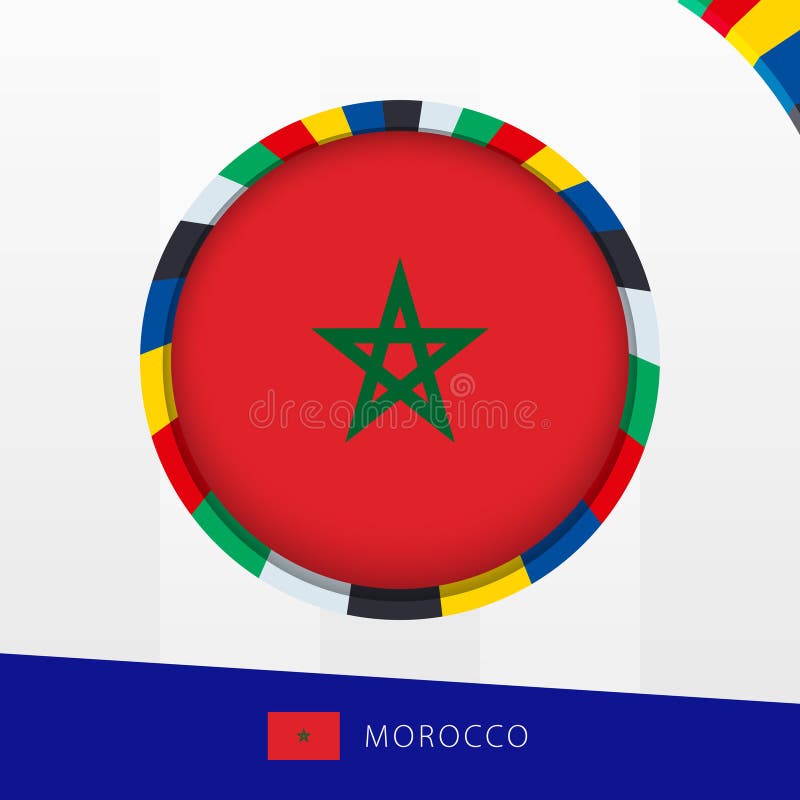 Morocco Flag with Colorful Circle Border Stock Illustration ...