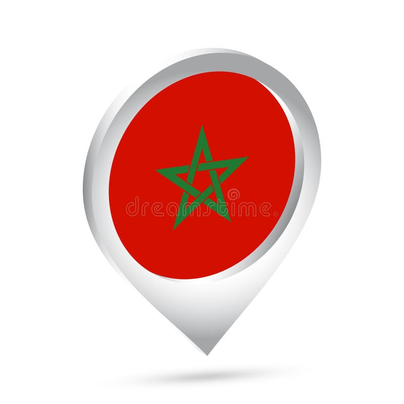 Morocco flag 3d pin icon stock vector. Illustration of symbol - 262124986