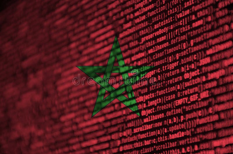 Morocco Flag is Depicted on the Screen with the Program Code. the ...