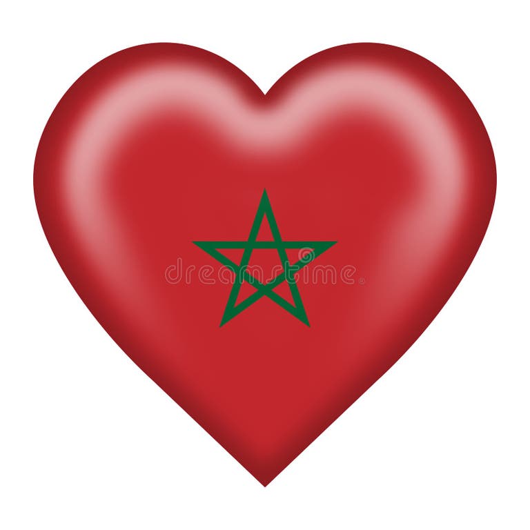 Morocco Flag Heart Button with Clipping Path Stock Illustration ...