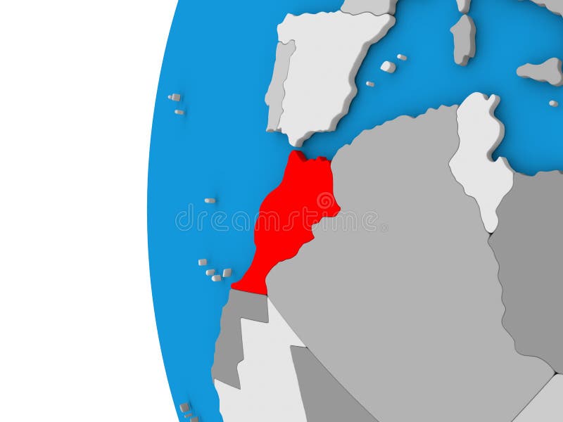 Morocco on globe stock illustration. Illustration of political - 81907293