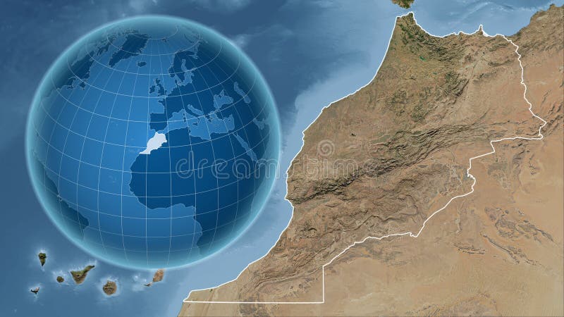 Morocco - Satellite. Country and Globe, Composition Stock Illustration ...