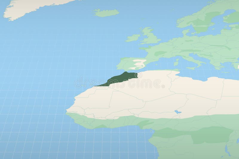 Morocco Highlighted on a Detailed Map, Geographic Location of Morocco ...