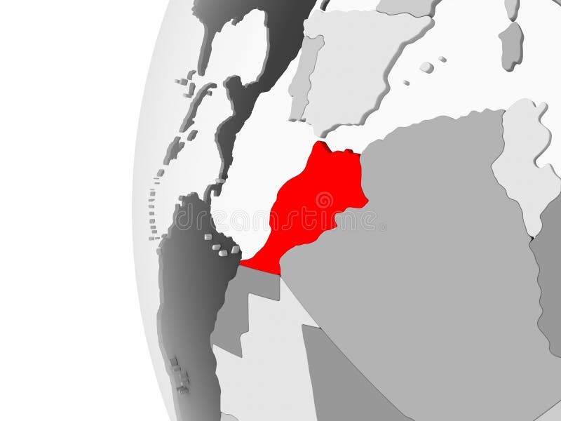 Morocco on grey globe stock illustration. Illustration of country ...