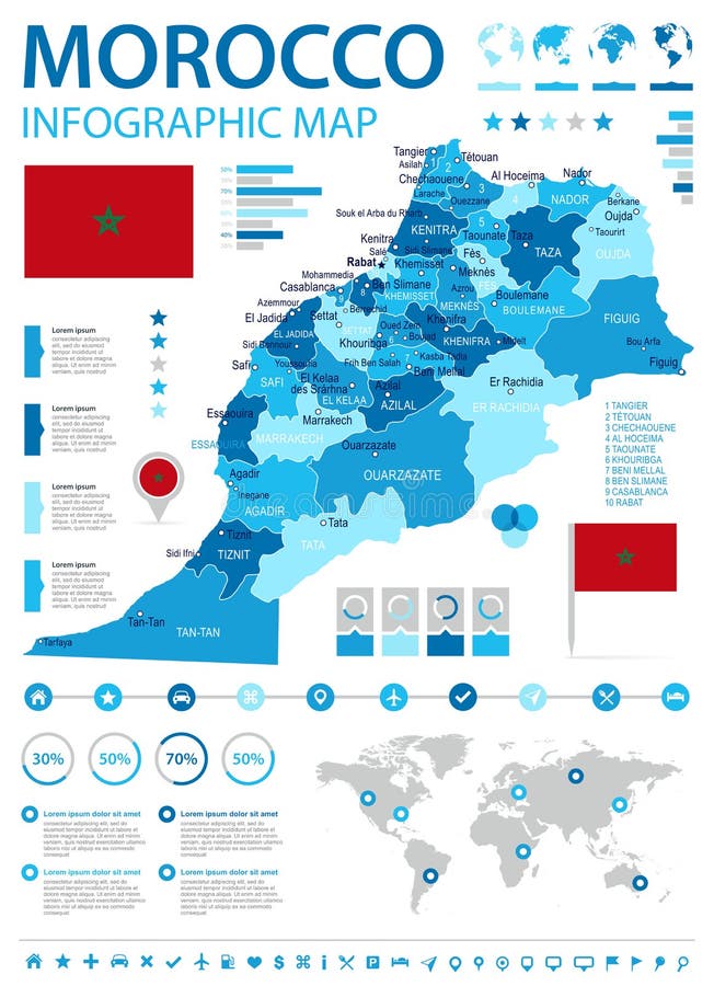 Morocco - Infographic Map and Flag - Illustration Stock Illustration ...