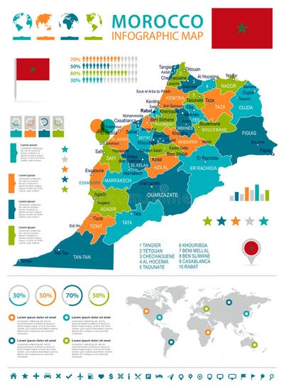 Morocco - Infographic Map and Flag - Illustration Stock Illustration ...
