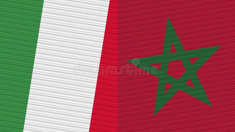 Morocco and Italy Flags Together Fabric Texture Illustration Stock ...