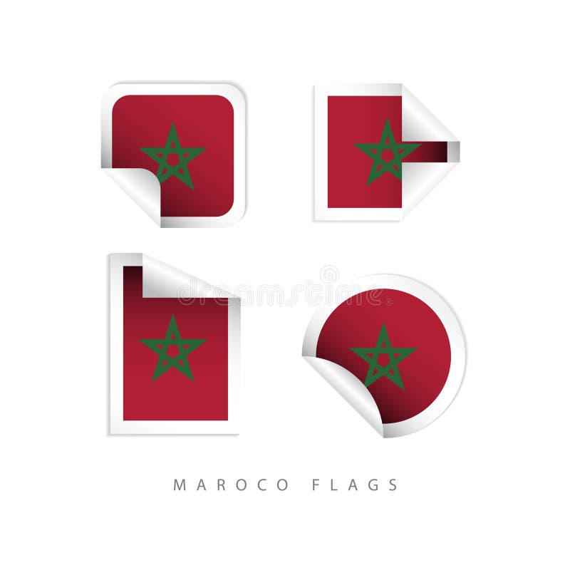 Morocco Label Flags Vector Template Design Stock Vector - Illustration ...