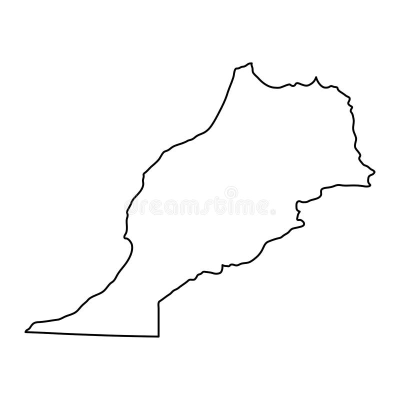 Morocco Map of Black Contour Curves on White Background of Vector ...