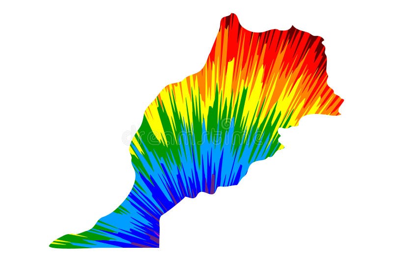 Morocco - Map is Designed Rainbow Abstract Colorful Pattern, Kingdom of ...