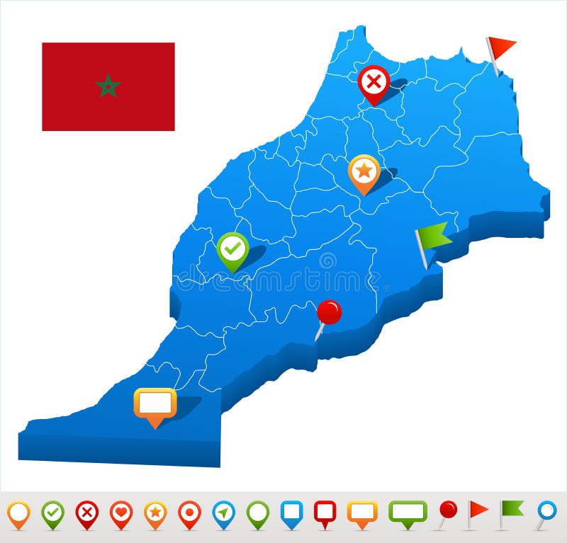 Morocco - Map and Flag Illustration Stock Illustration - Illustration ...