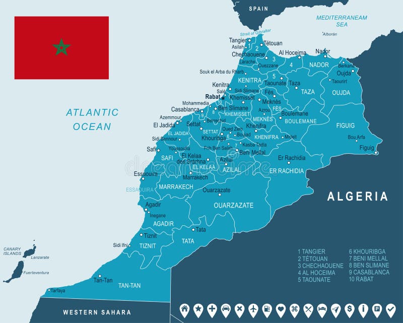 Morocco - Map and Flag Illustration Stock Illustration - Illustration ...