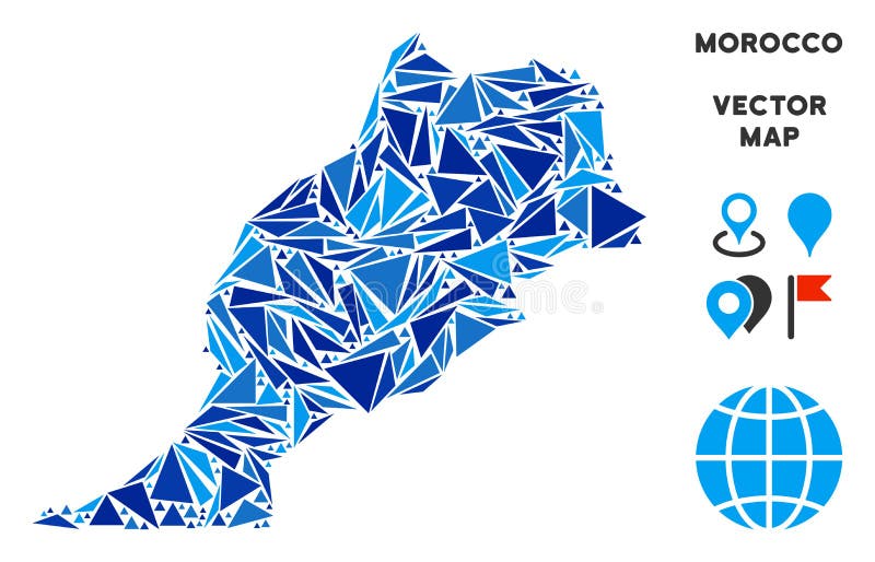 Blue Triangle Morocco Map stock vector. Illustration of polygonal ...