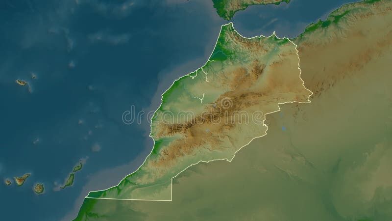 Morocco Map - Solid. Regions. Physical. Labels Stock Video - Video of ...