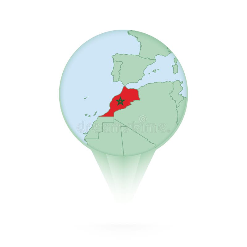 Morocco Map, Stylish Location Icon with Morocco Map and Flag Stock ...