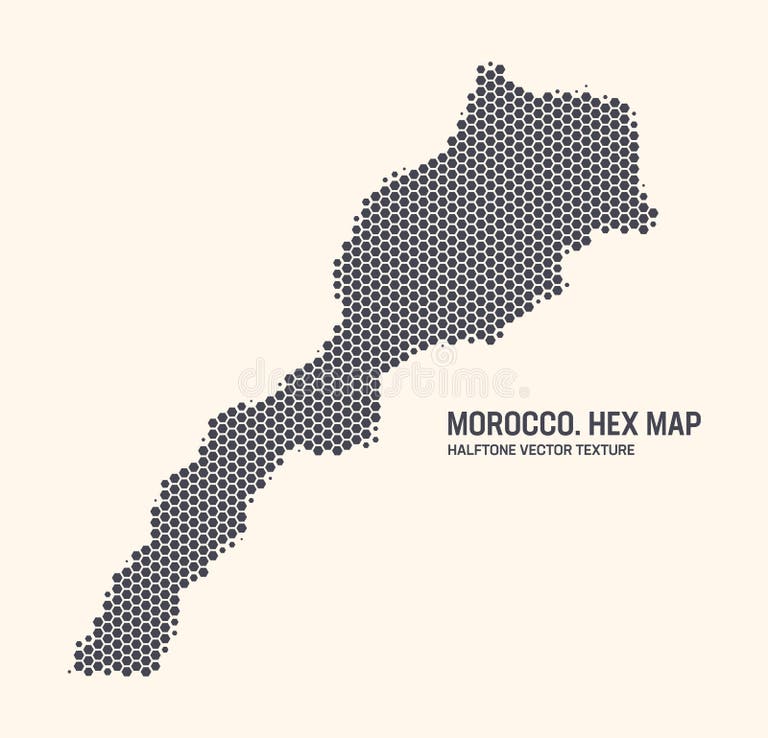 Morocco Map Vector Hexagonal Half Tone Pattern Isolated on Light ...