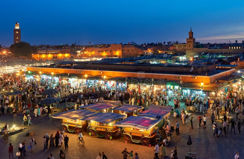 Morocco Marrakesh. Djema El Fna Square at Sunset Editorial Photo ...