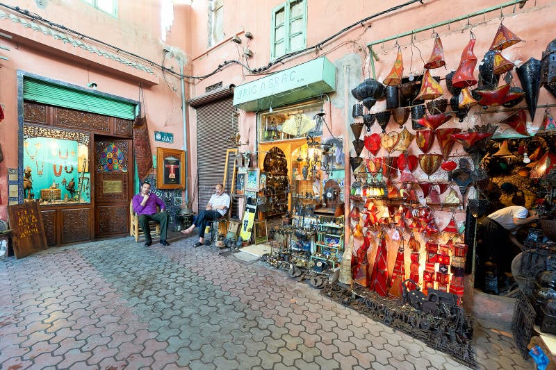Morocco Marrakesh. Souvenir Shops in the Medina Editorial Stock Photo ...