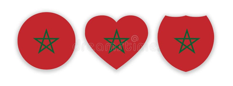 Morocco National Flag in a Shape of Circle, Heart and Shield Isolated ...