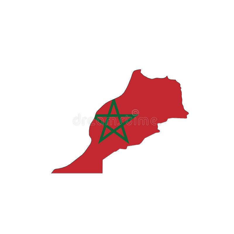 Morocco National Flag in a Shape of Country Map Stock Vector ...