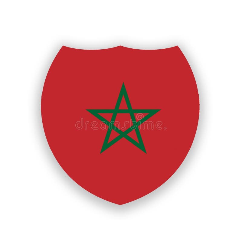 Morocco National Flag in the Shape of a Shield Stock Illustration ...