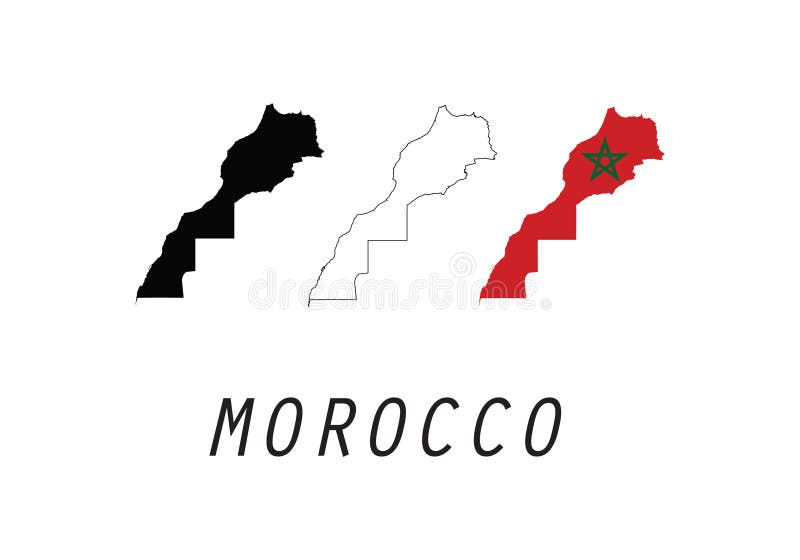 Morocco Outline Map Country Shape Stock Vector - Illustration of flag ...