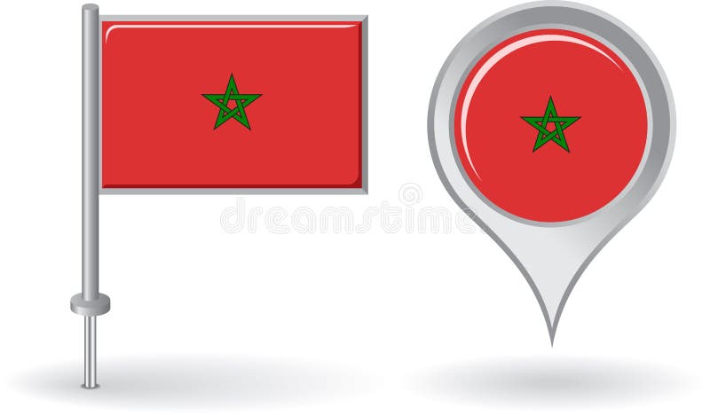 Morocco Pin Icon and Map Pointer Flag. Vector Stock Vector ...