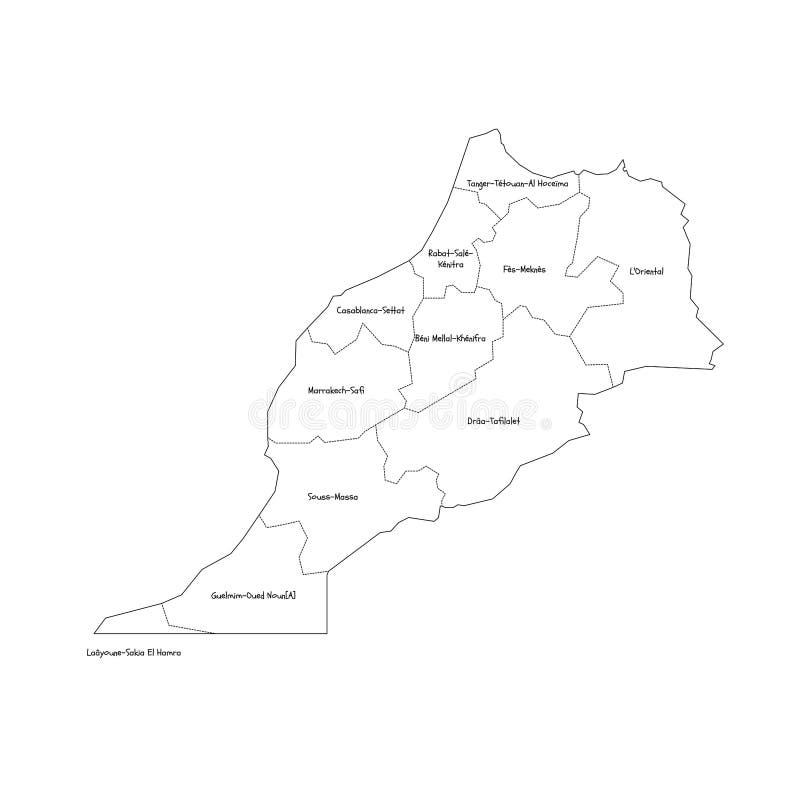 Morocco Political Map of Administrative Divisions Stock Vector ... Morocco Political Map of Administrative Divisions Stock Vector ...