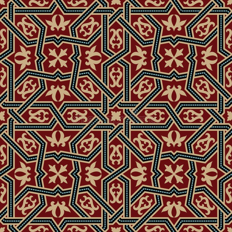Morocco Red Seamless Pattern Stock Vector - Illustration of arabic ...