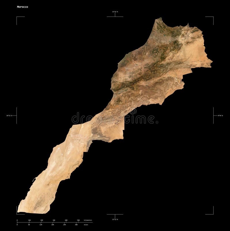 Morocco Shape on Black. Low-res Satellite Stock Illustration ...