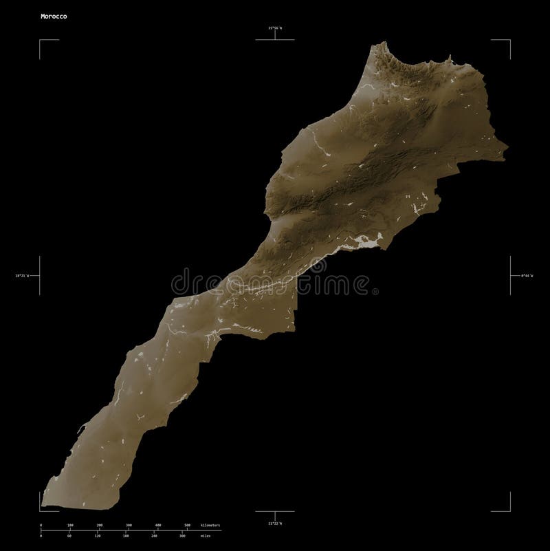 Morocco Shape on Black. Sepia Stock Illustration - Illustration of ...