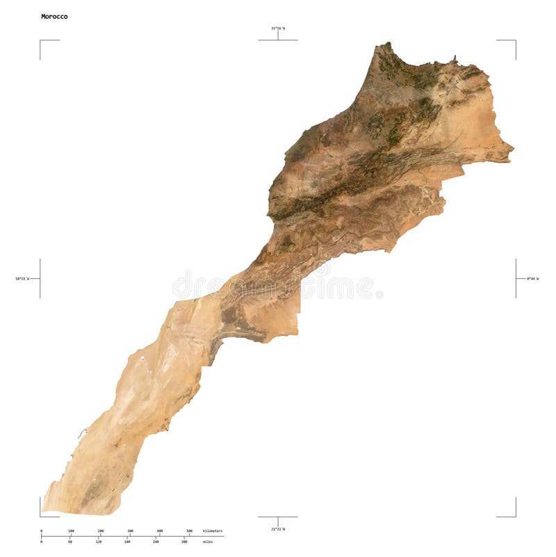 Morocco Shape on White. Low-res Satellite Stock Illustration ...
