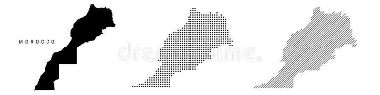 Morocco Silhouette Map and Two Patterns of Dots and Slanted Lines. Flat ...