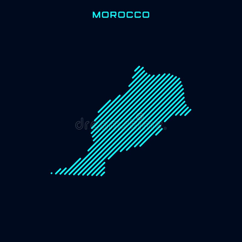 Morocco Striped Map Vector Design Template with Blue Background. Stock ...