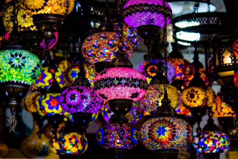 Morocco Style Lamp at a Mosque in Qatar Stock Image - Image of kareem ...
